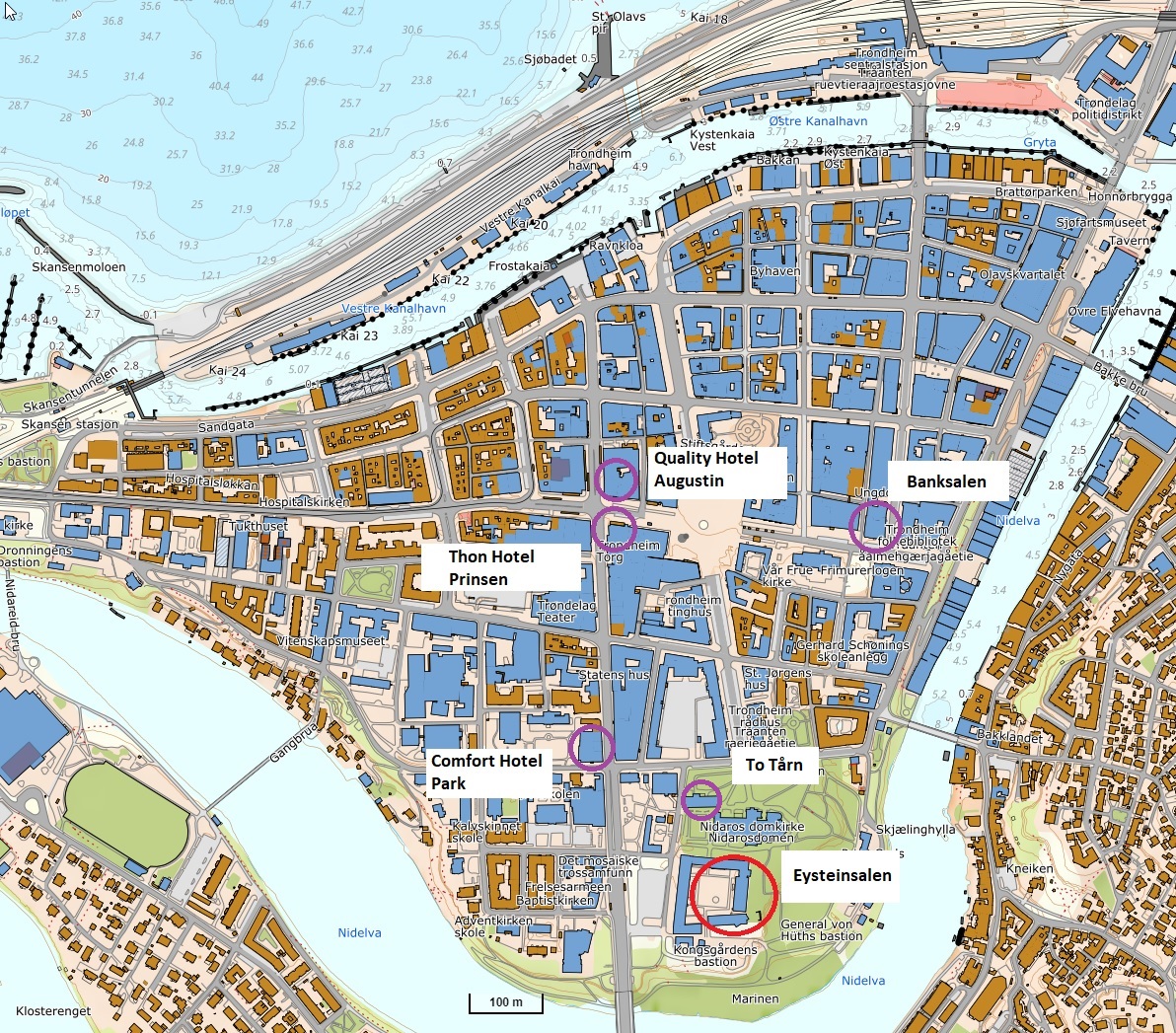 NAM 2022 - Kart over Trondheim - Det Norske Arkeologmøtet
